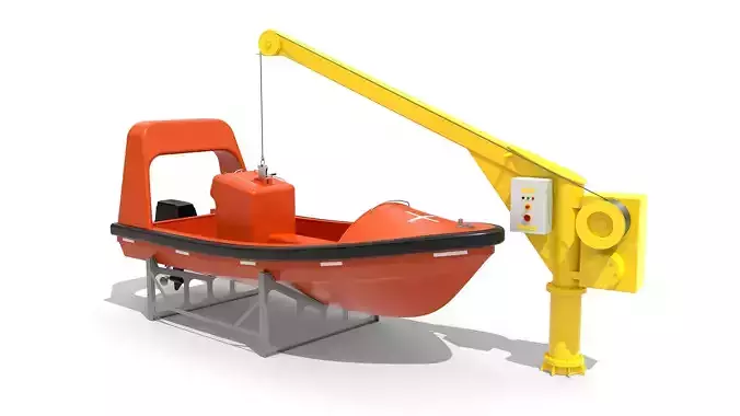 Fast Rescue Boat FRB FRC and Davit 3D model | CGTrader