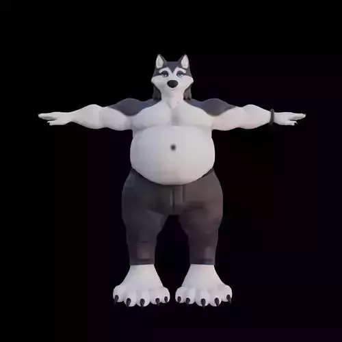 3D model Fat Husky Anthro VRChat Avatar PhysBones and Viseme VR / AR ...