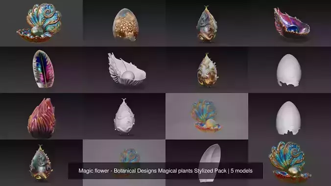 Magic flower - Botanical Designs Magical plants Stylized Pack | CGTrader