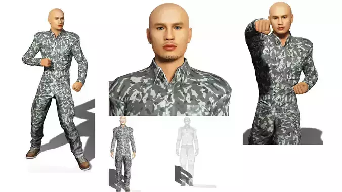 Realistic 3D Male Character Military Combat Human Model 3D model rigged ...