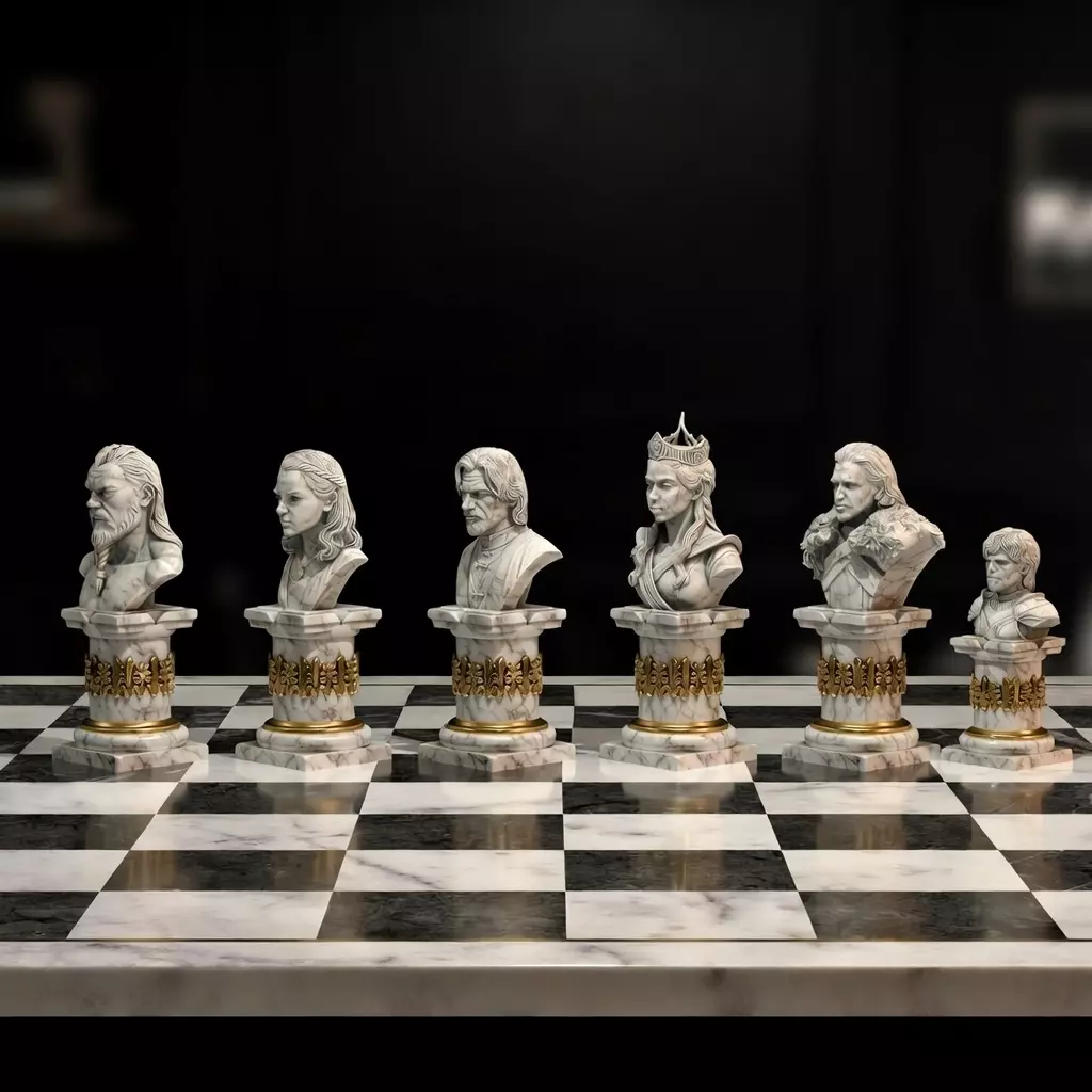 Game Throne Medieval Fantasy Chess Pieces 6 Dark Throne Inspired 3D ...