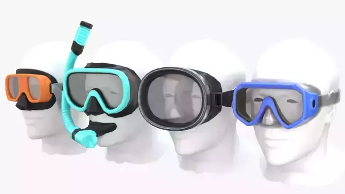 3D model 4 Different Snorkel Mask Designs VR / AR / low-poly | CGTrader