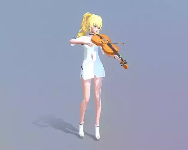 Cute Anime Playing Violin Pbr Fbx Animated 3D model animated rigged ...