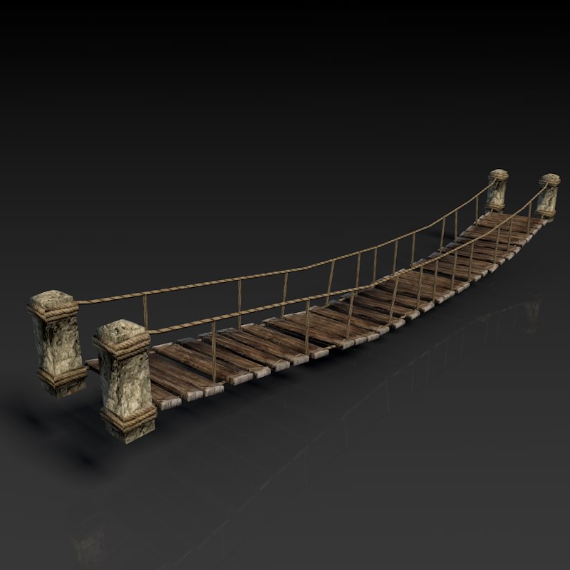 Low poly rope bridge 3D Model Game ready .max .obj .3ds .fbx .c4d ...