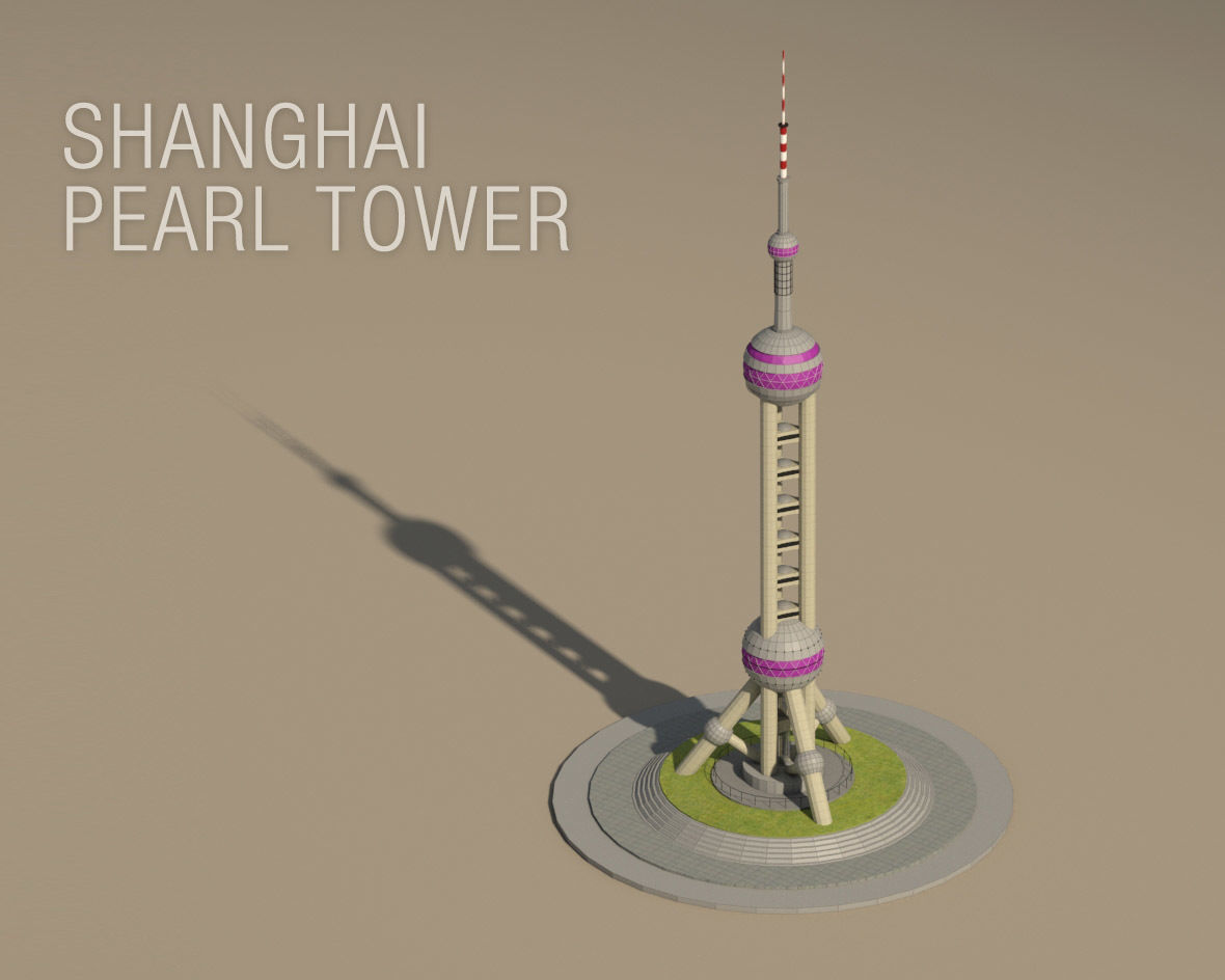 3D model Shanghai Pearl Tower - Landmark Building VR / AR / low-poly ...