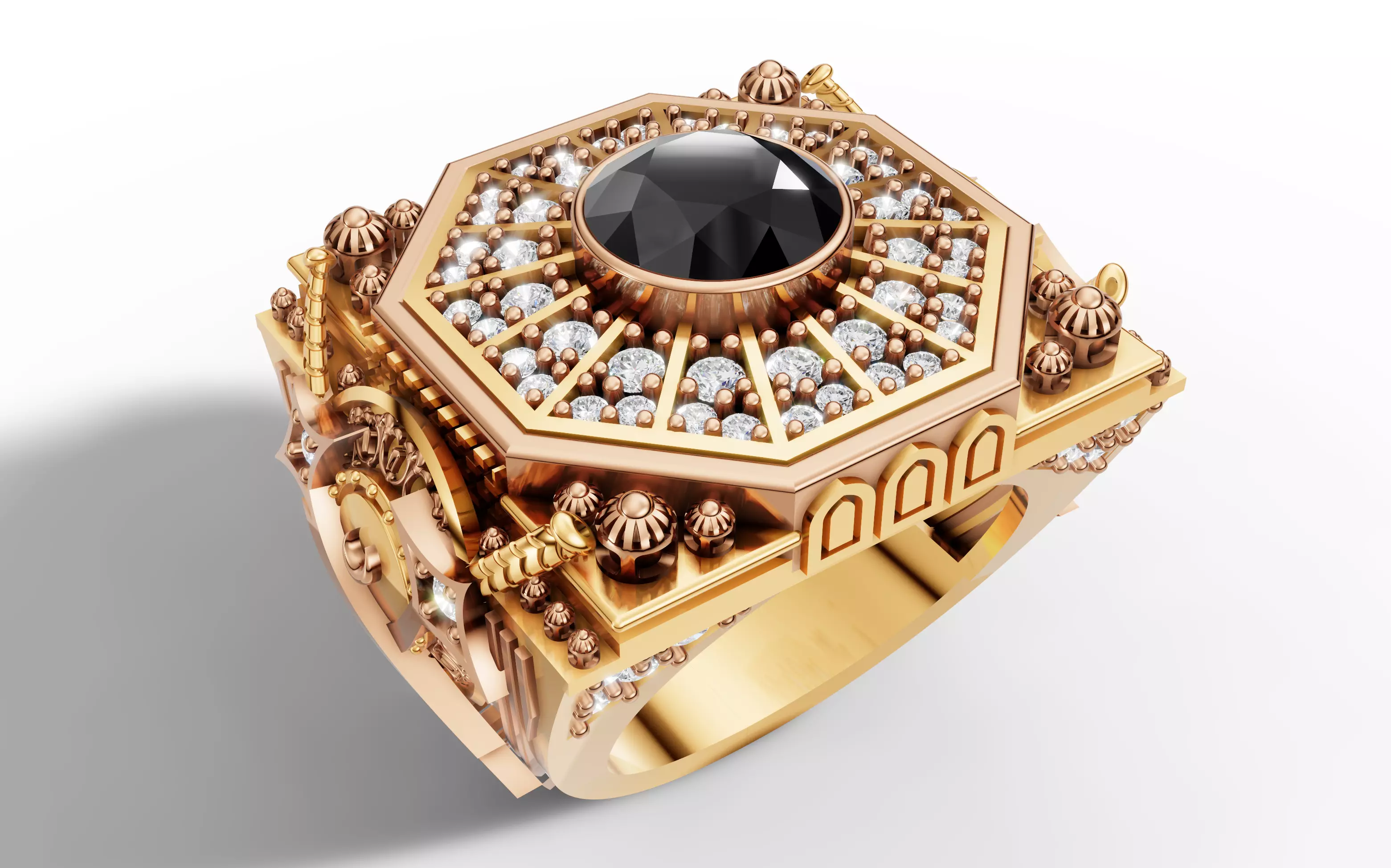 Gold Arabic Mosque Inspired Ring CAD 3D model 3D printable | CGTrader