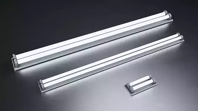 3D model Fluorescent Tube Light Fixtures Set VR / AR / low-poly | CGTrader
