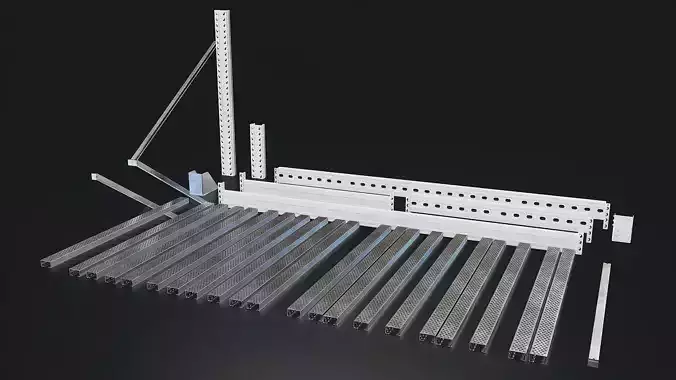 3D model Industrial Warehouse Steel Racking System 3D Model VR / AR ...