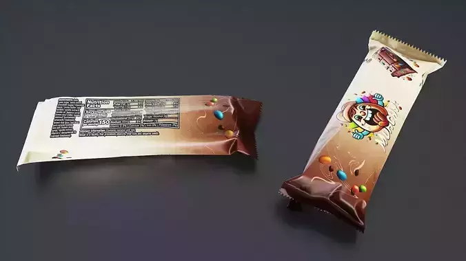 3D model Chocolate Nut Bar Wrapper 3D Model VR / AR / low-poly | CGTrader