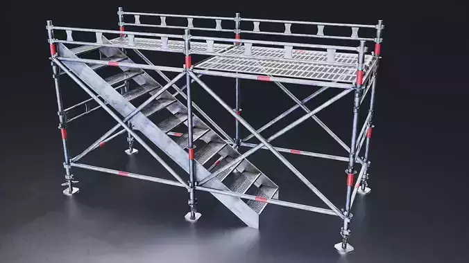 3D model Construction Scaffolding Structure with stair VR / AR / low ...