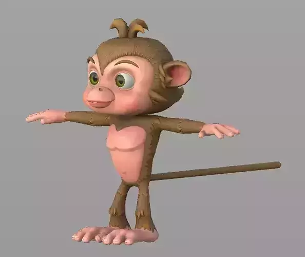 3D model Stylized Cartoon Monkey Fully Rigged Textured Maya VR / AR ...