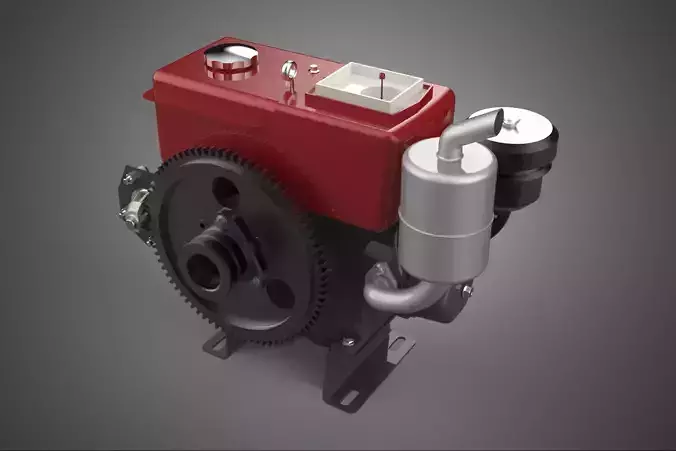 COMPACT DIESEL ENGINE AUTO ELECTRIC SELF STARTER MOTOR FLYWHEEL 3D ...