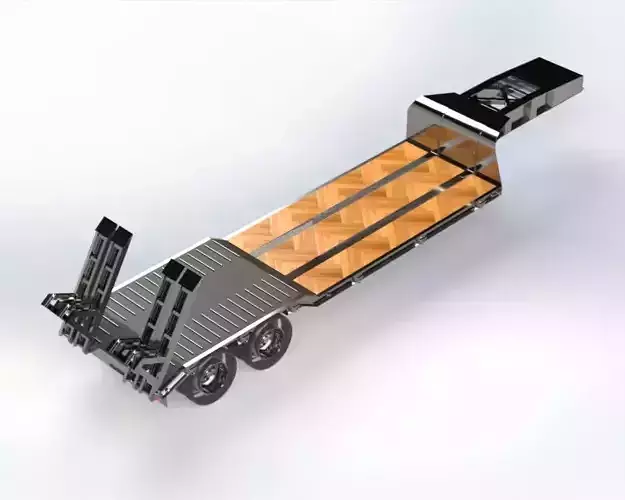 Lowbed Trailer 3 Axle Real Scale Manufacturing Ready 3D model | CGTrader