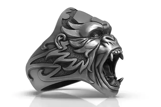 Angry Gorilla Head Ring Jewelry 3D model 3D printable | CGTrader
