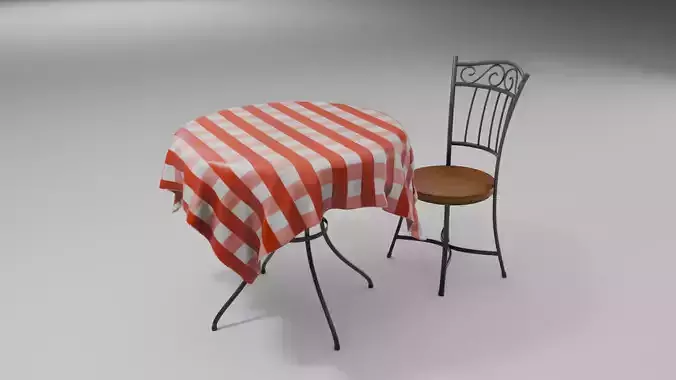 Stylized Outdoor Cafe Table and Chair 3D model | CGTrader