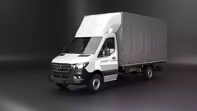 Mercedes Sprinter Curtain Side Tautliner Van 3D Model 3D model | CGTrader