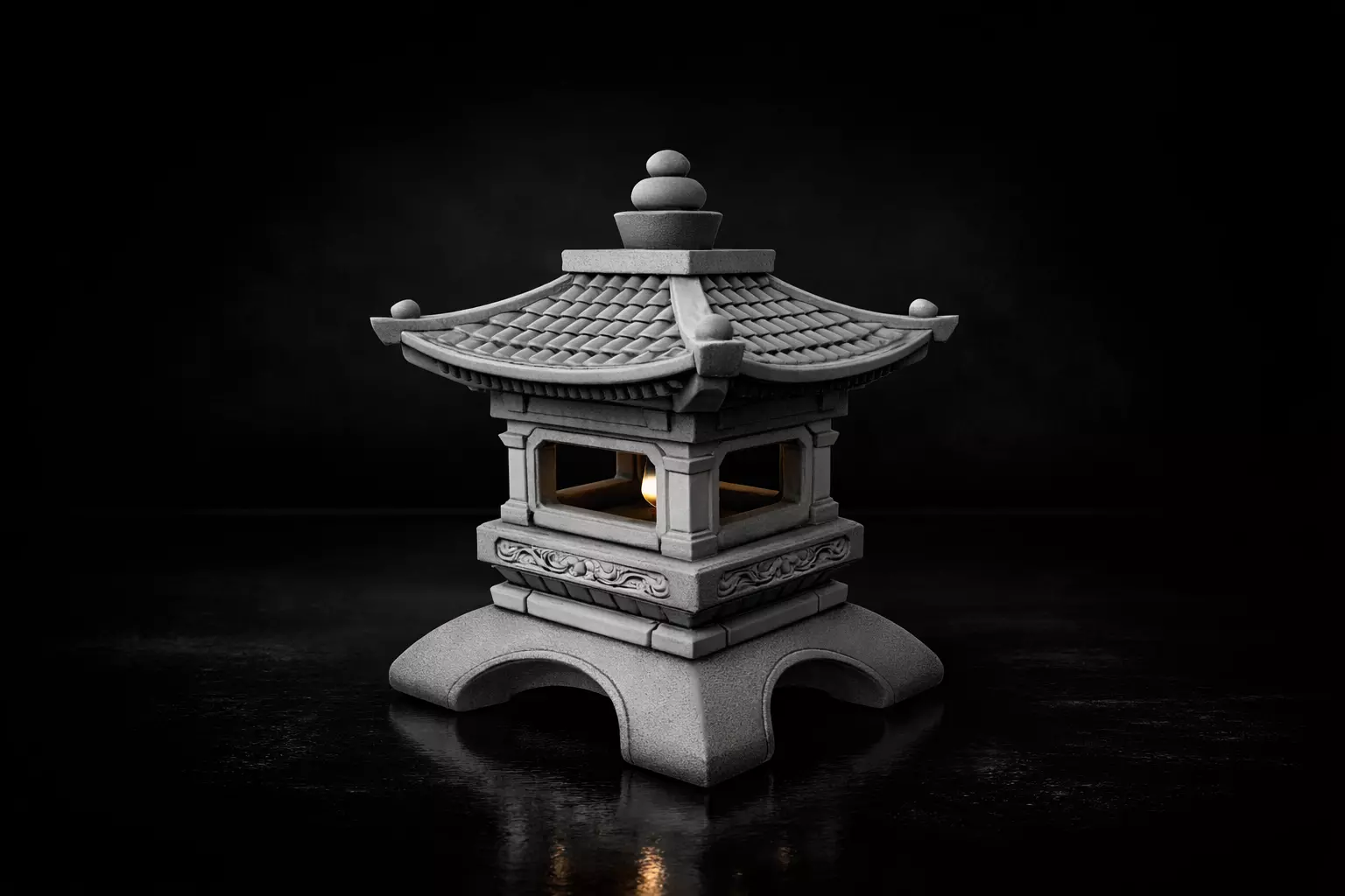 Chinese New Year Stone Pagoda Lantern Asian Garden Decor 3D model 3D ...