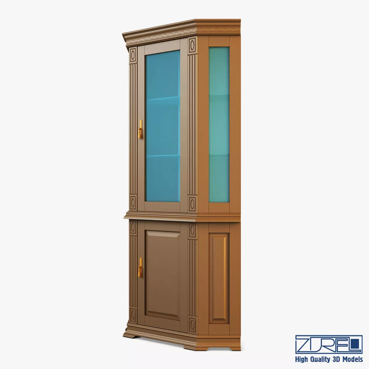 Victory corner cabinet with glass doors 3D model | CGTrader