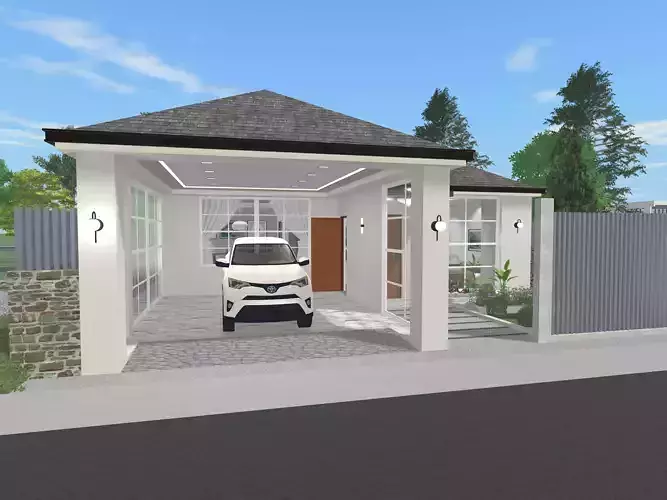 One Story 2 Bedroom House Design 3D model | CGTrader