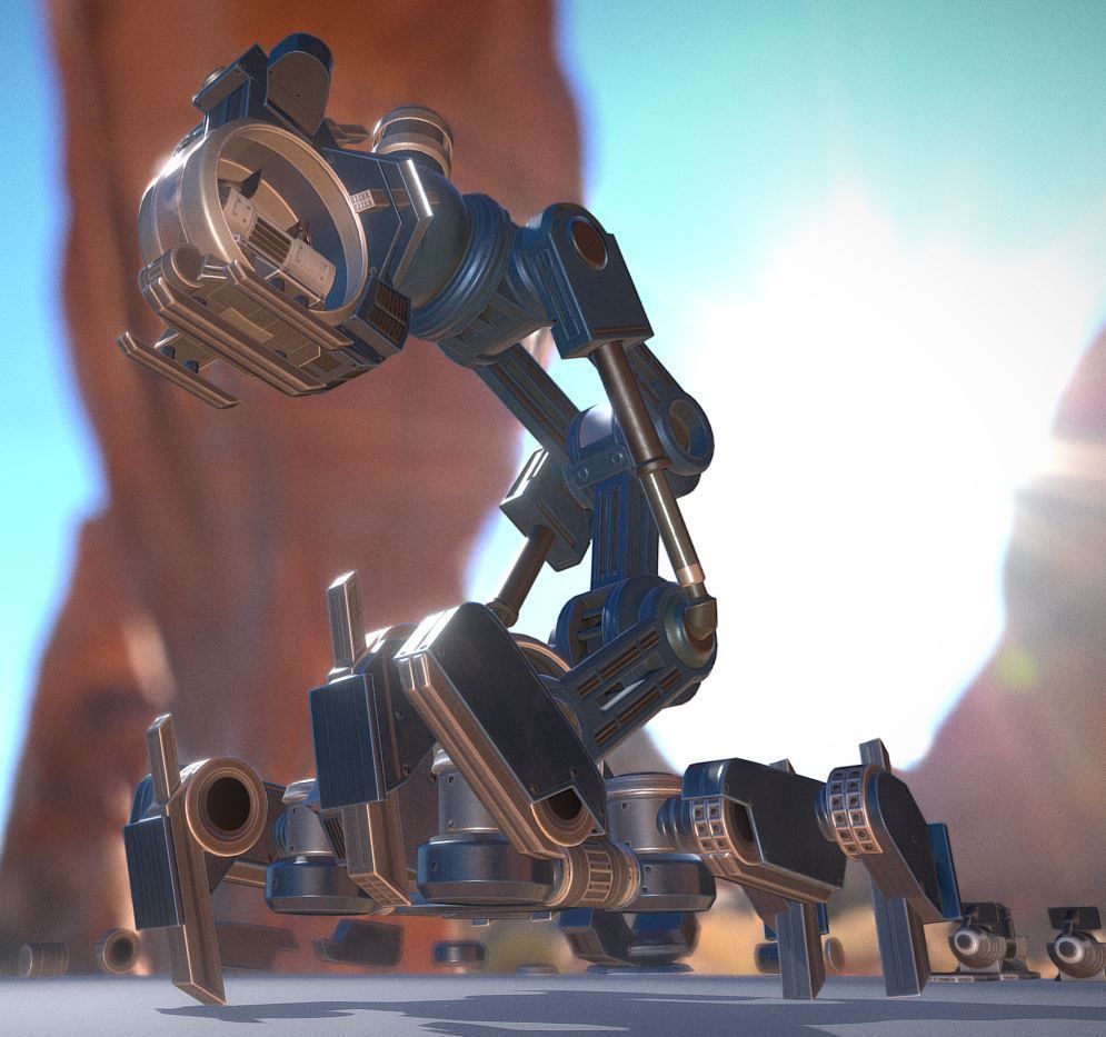 3D model The Walking Mech Neck Blue Version VR / AR / low-poly rigged ...