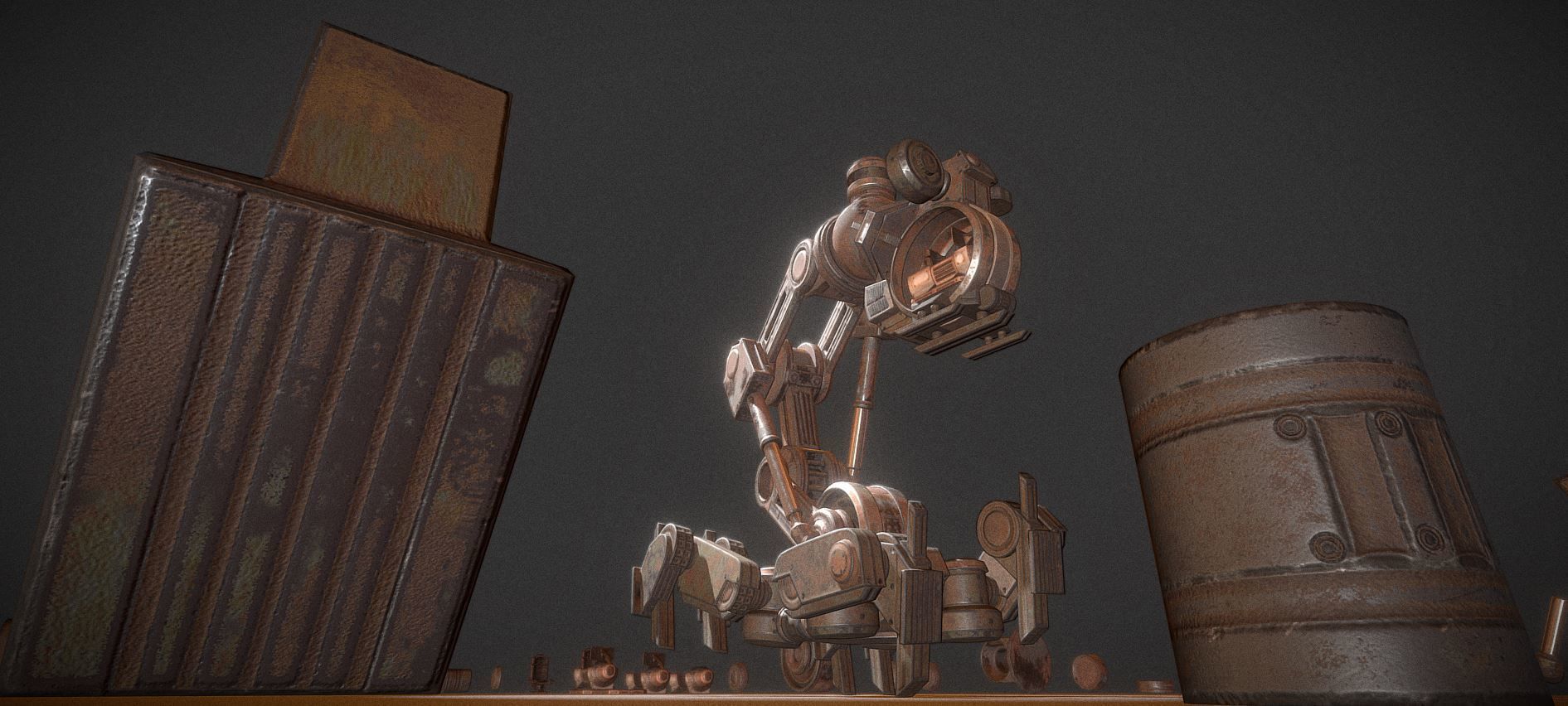 3D model The Walking Mech Neck Rusty Version VR / AR / low-poly rigged ...