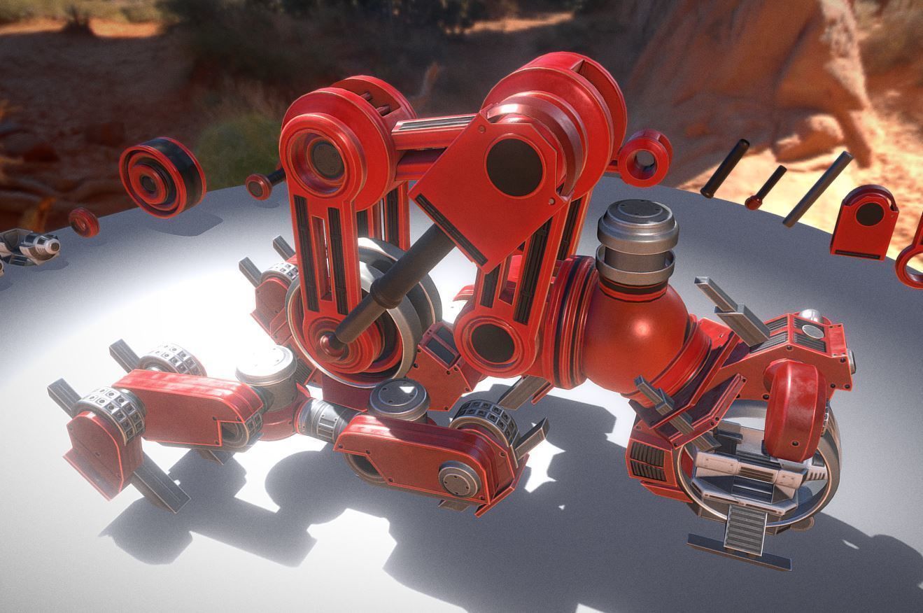3D model The Walking Mech Neck Red Version VR / AR / low-poly rigged ...