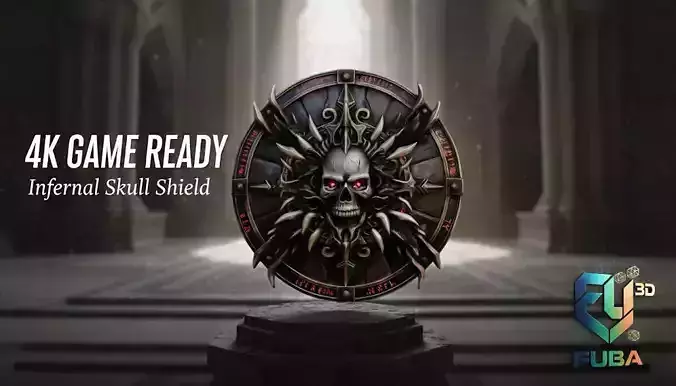 3D model Dark Fantasy Gothic Skull Shield - PBR Game Ready S-04 VR / AR ...