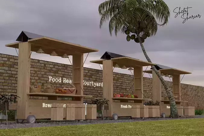 Wooden Outdoor Food Kiosk or Stall or Booth Stand 3D model 3D model ...