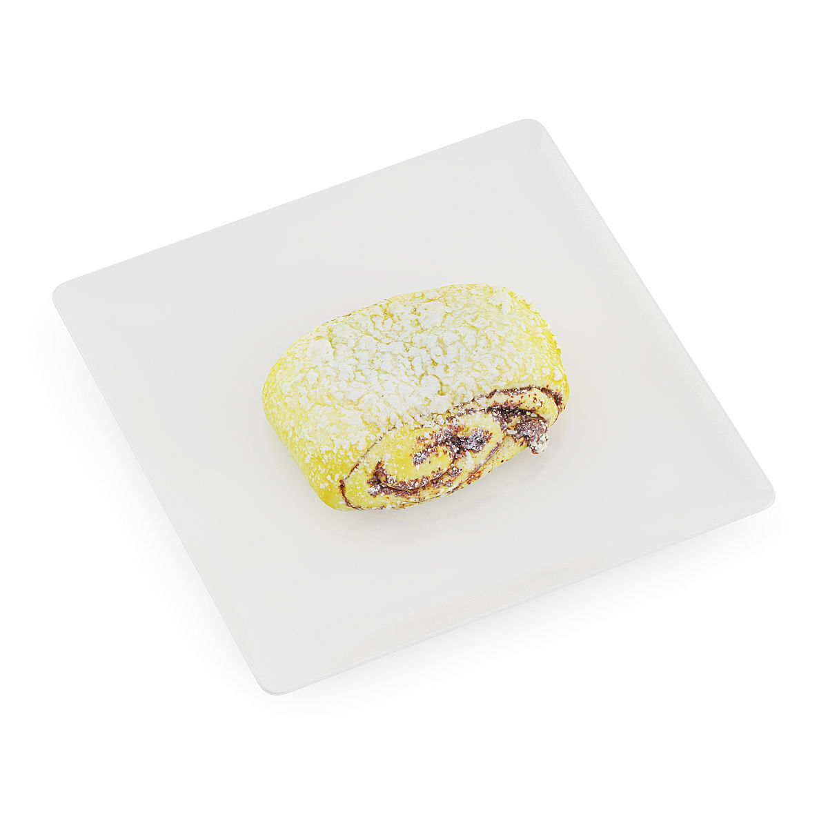 Sweet Bun on White Plate 3D model | CGTrader