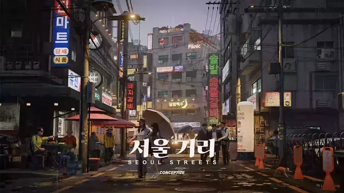 3D model Seoul streets 3d Korean city pack hero assets VR / AR / low ...