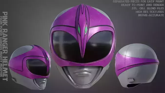 Power Rangers Mighty Morphin Pink Ranger Helmet for Cosplay 3D model 3D ...