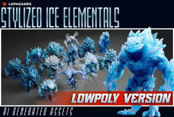 3D model Stylized Ice Elementals LowPoly VR / AR / low-poly | CGTrader