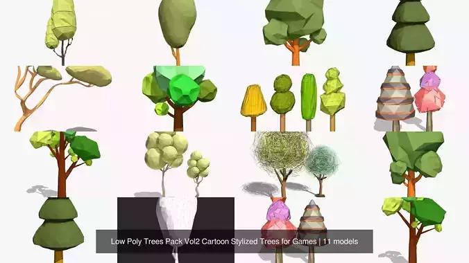 Low Poly Trees Pack Vol2 Cartoon Stylized Trees for Games VR / AR / low ...
