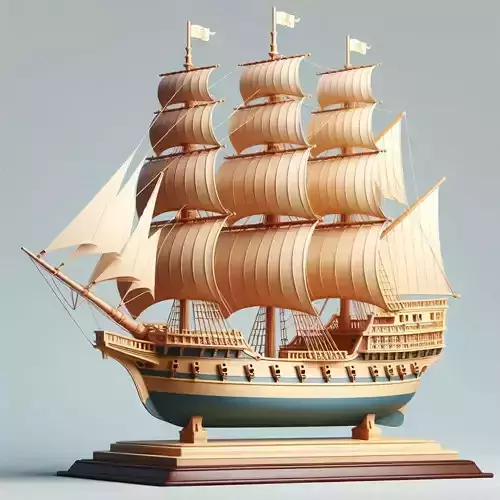1839 Pirate Sailing Ship with Cannons Ivory Style 3D model 3D printable ...