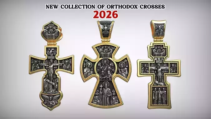 Jesus Christ Crucifixion and The Saints Apostles Orthodox Cross 3D ...
