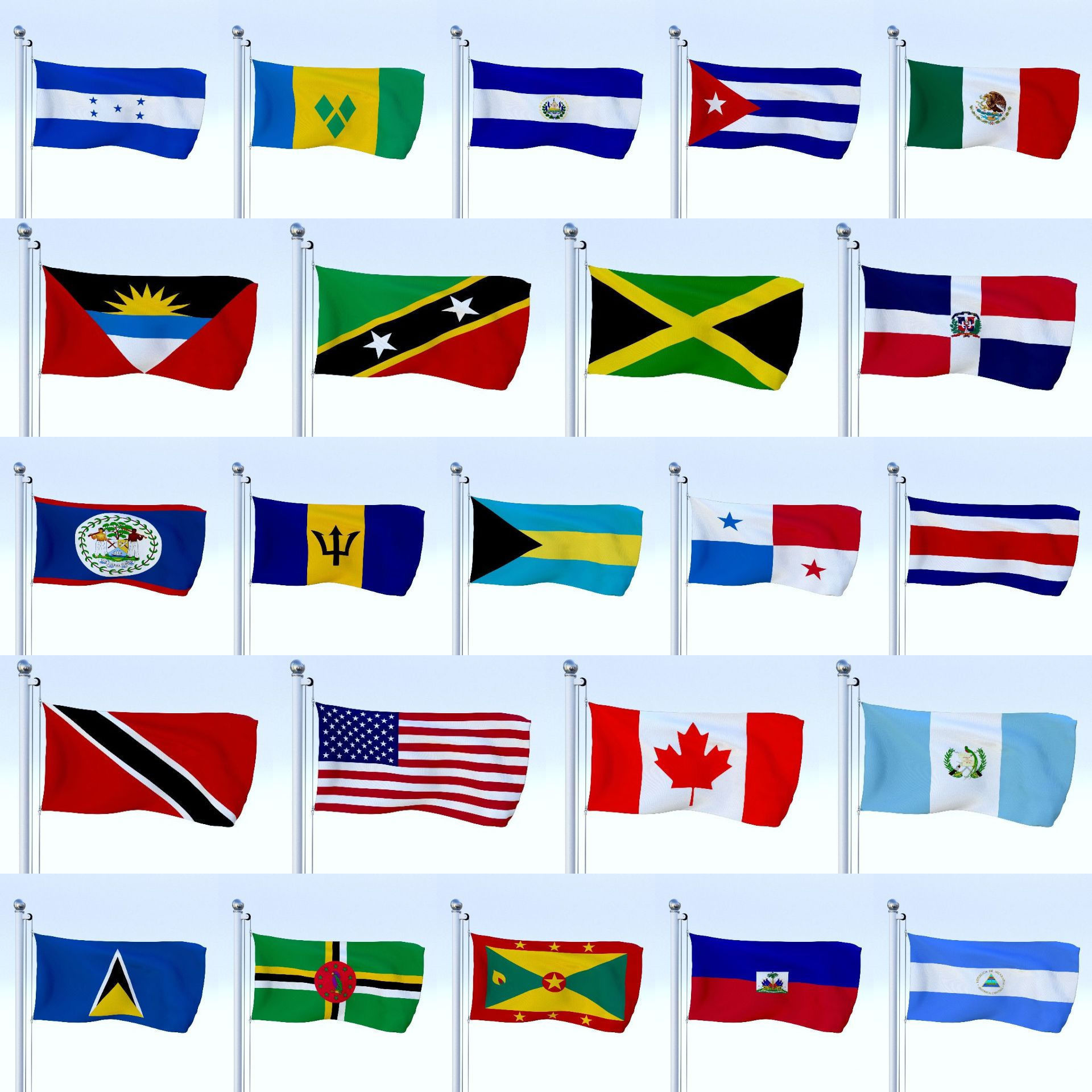 3D model All 196 Flag Pack VR / AR / low-poly animated | CGTrader