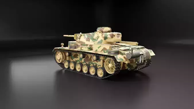 3D model German Panzer III ausf M WWII Tank Camo VR / AR / low-poly ...