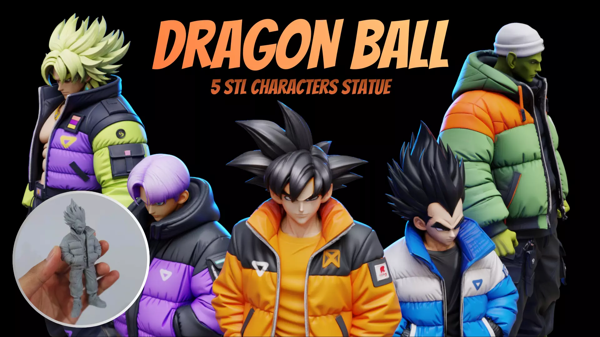 Dragon Ball 5 STL Printable 3D Character Statues 3D model 3D printable ...