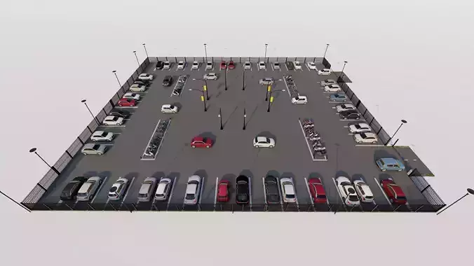 Parking-Parking Lot 3D model animated rigged | CGTrader