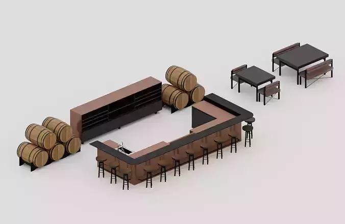 Industrial Lounge Bar 3D model 3D model | CGTrader