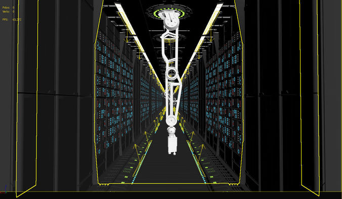 Futuristic sci-fi Server Room with robotic arms Animated 3d 3D Model ...