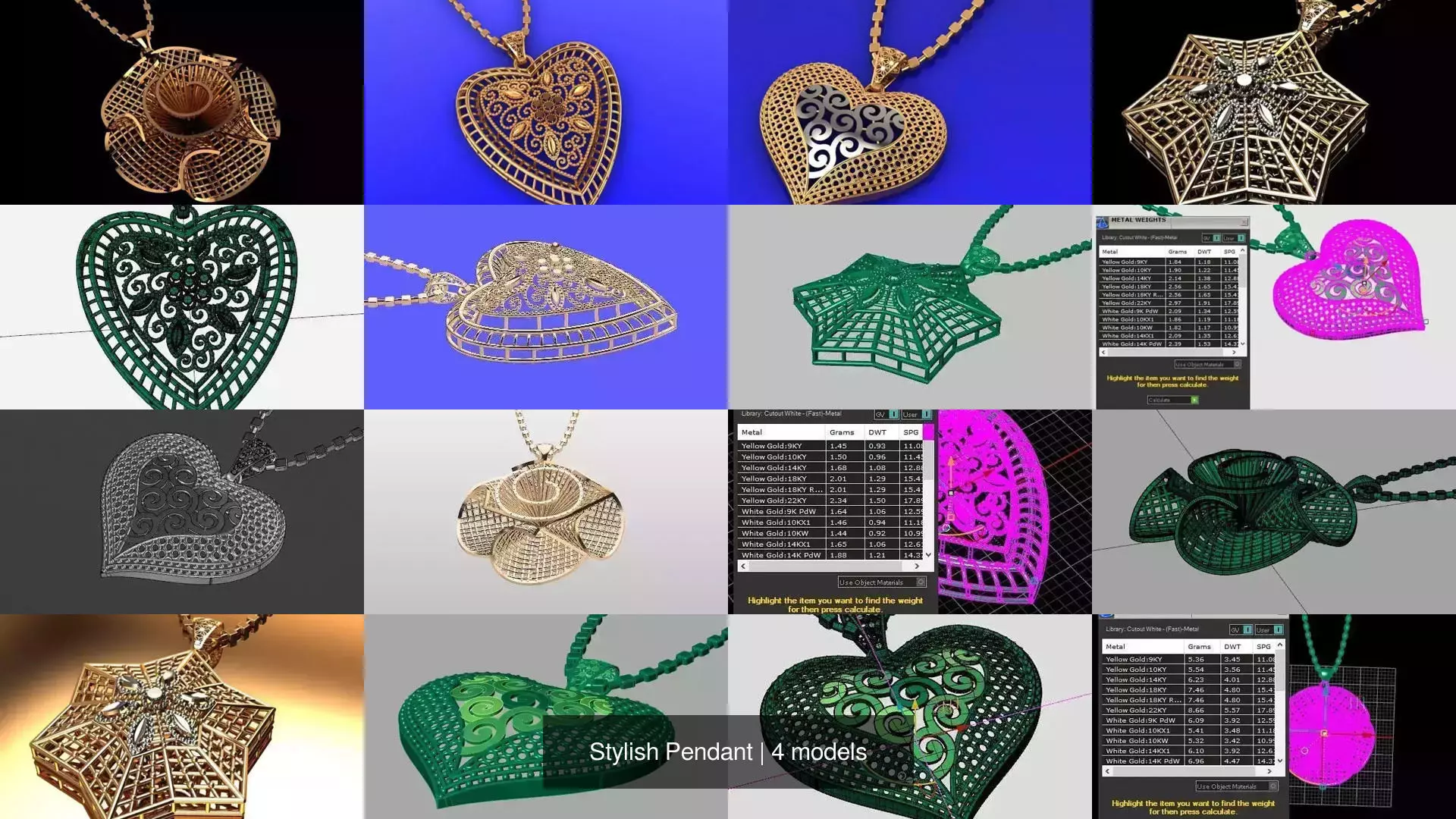 Stylish Pendant 3D Model Pack 3D printable | CGTrader