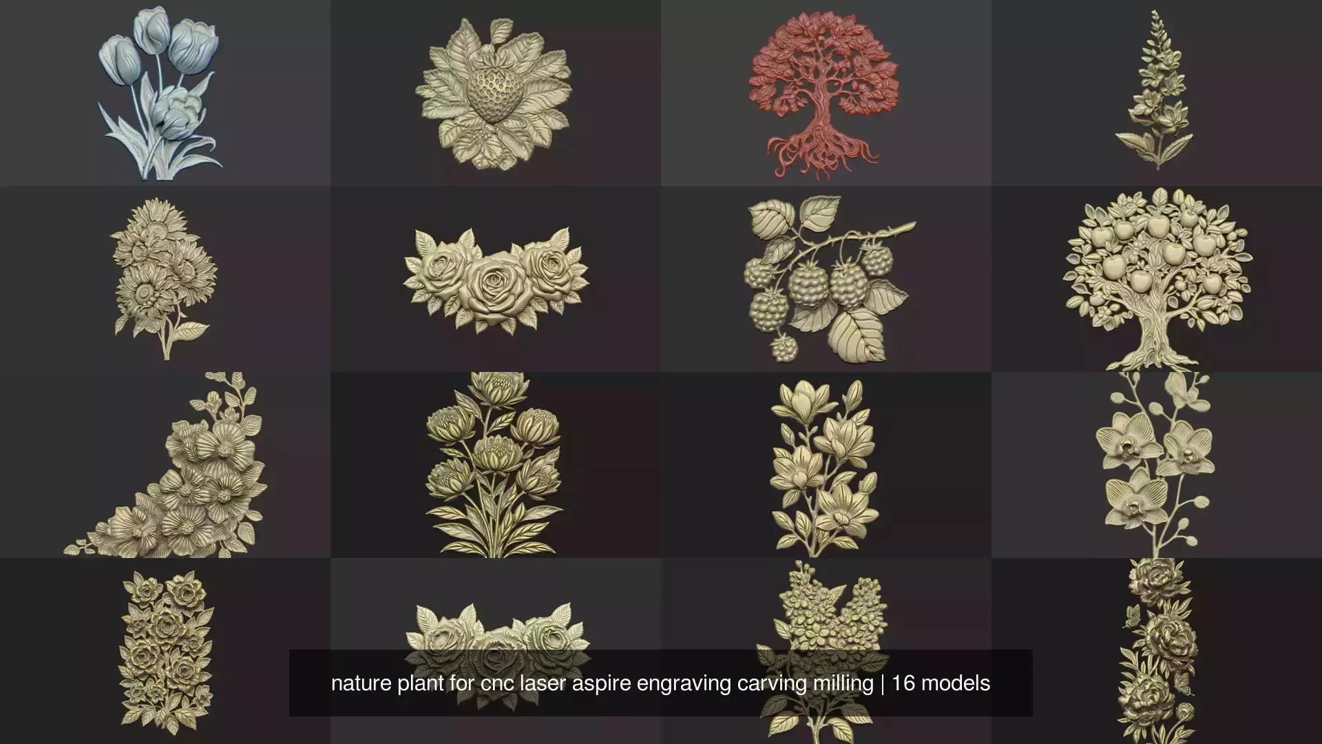 nature plant for cnc laser aspire engraving carving milling 3D Model ...