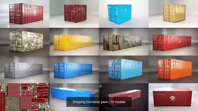 3D Model Pack Comprehensive Shipping Container 3D Model Collection VR ...