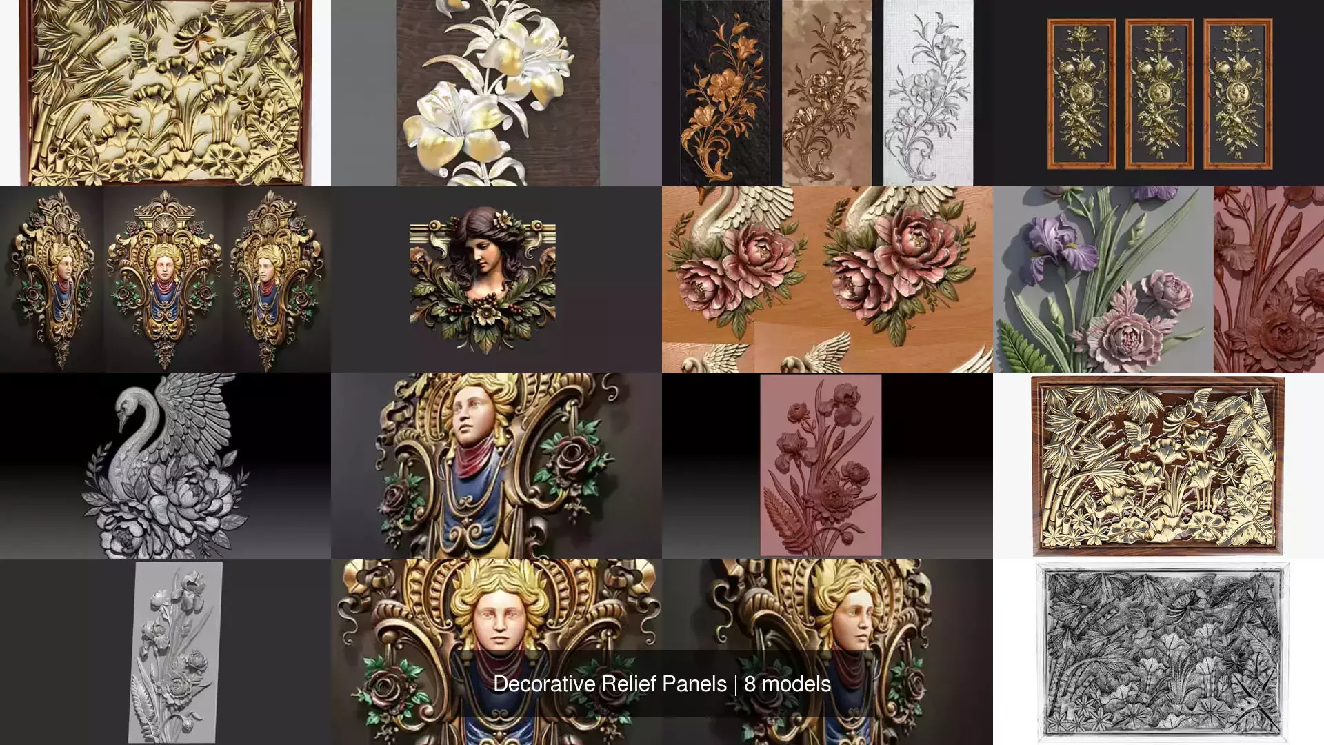 Decorative Relief Panels 3D Model Pack 3D printable | CGTrader