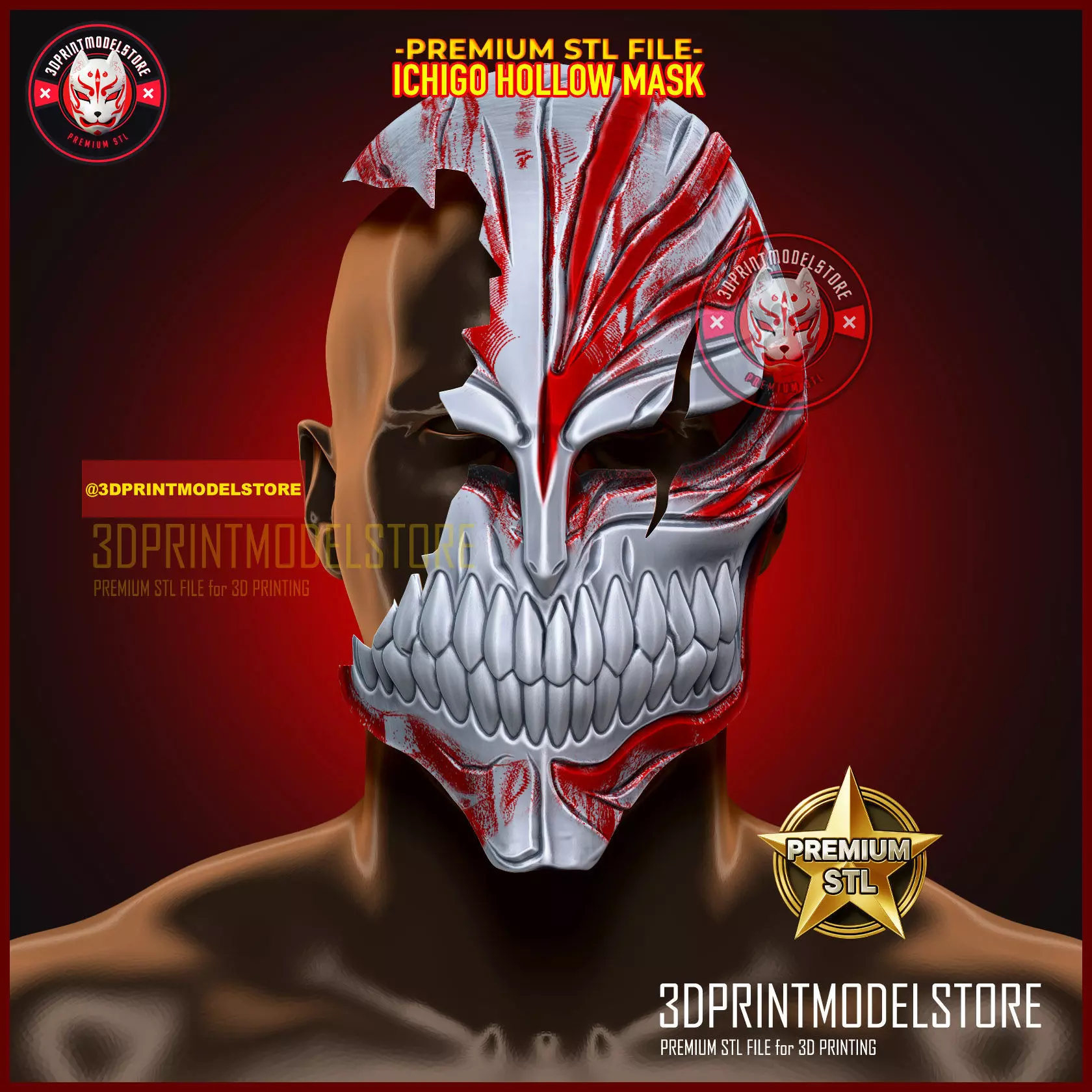 Bleach Ichigo Hollow Half Mask - Anime Cosplay Helmet 3D model 3D ...