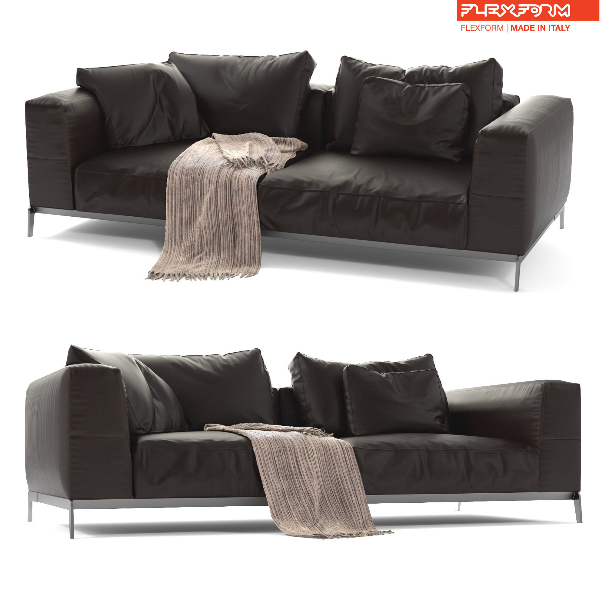 Flexform Leather Sofa Ettore 3D model | CGTrader