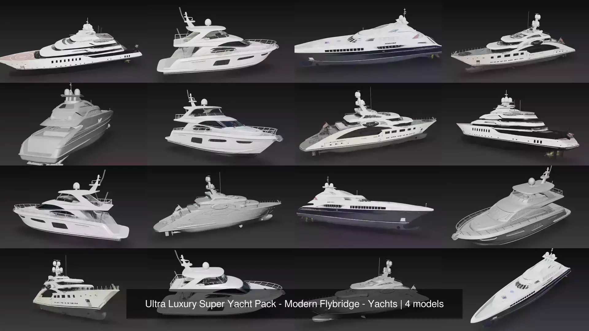 Ultra Luxury Super Yacht Pack - Modern Flybridge - Yachts 3D printable ...