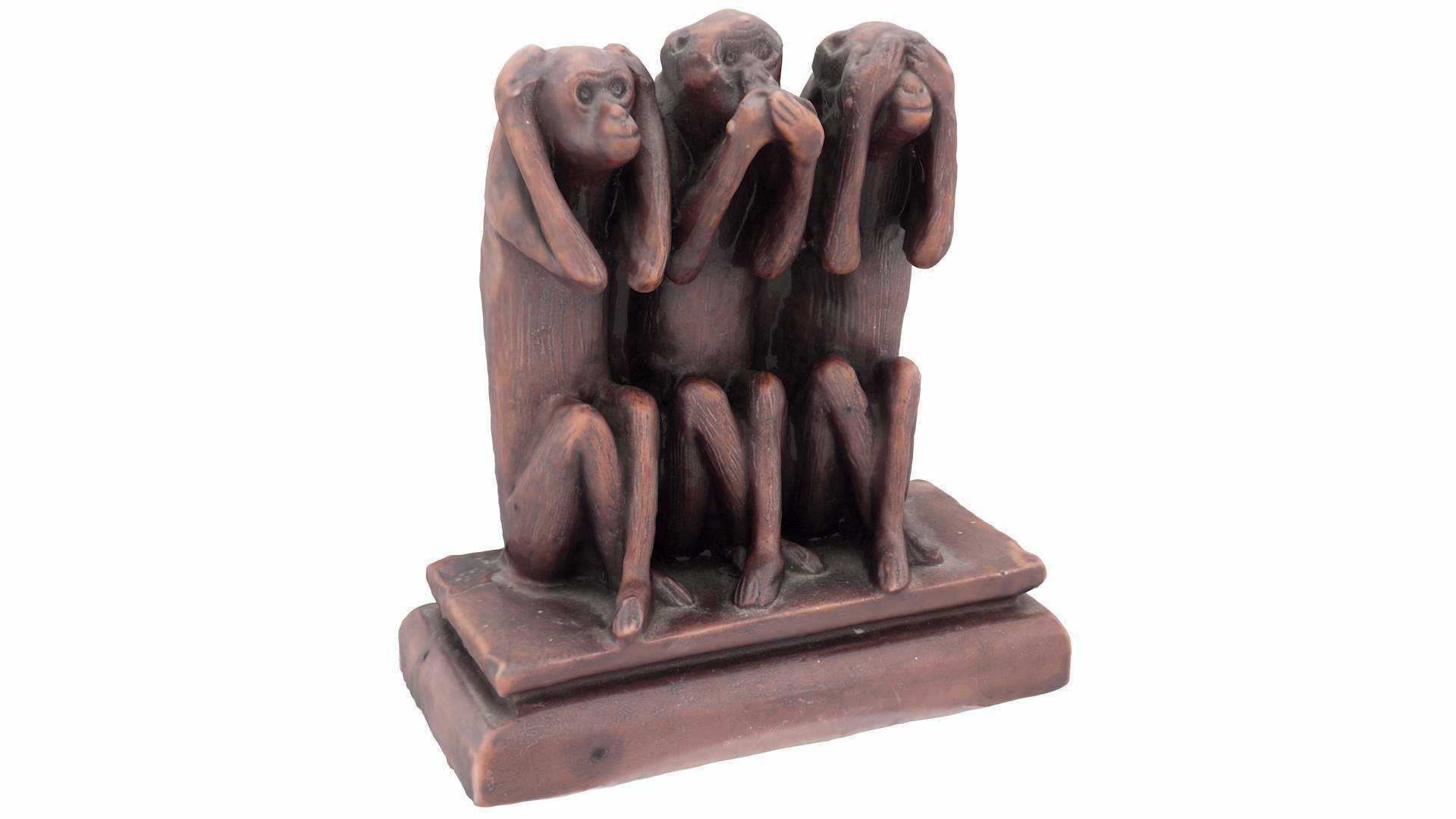 3D model Three Monkeys Figurine - High and Low Poly versions VR / AR ...