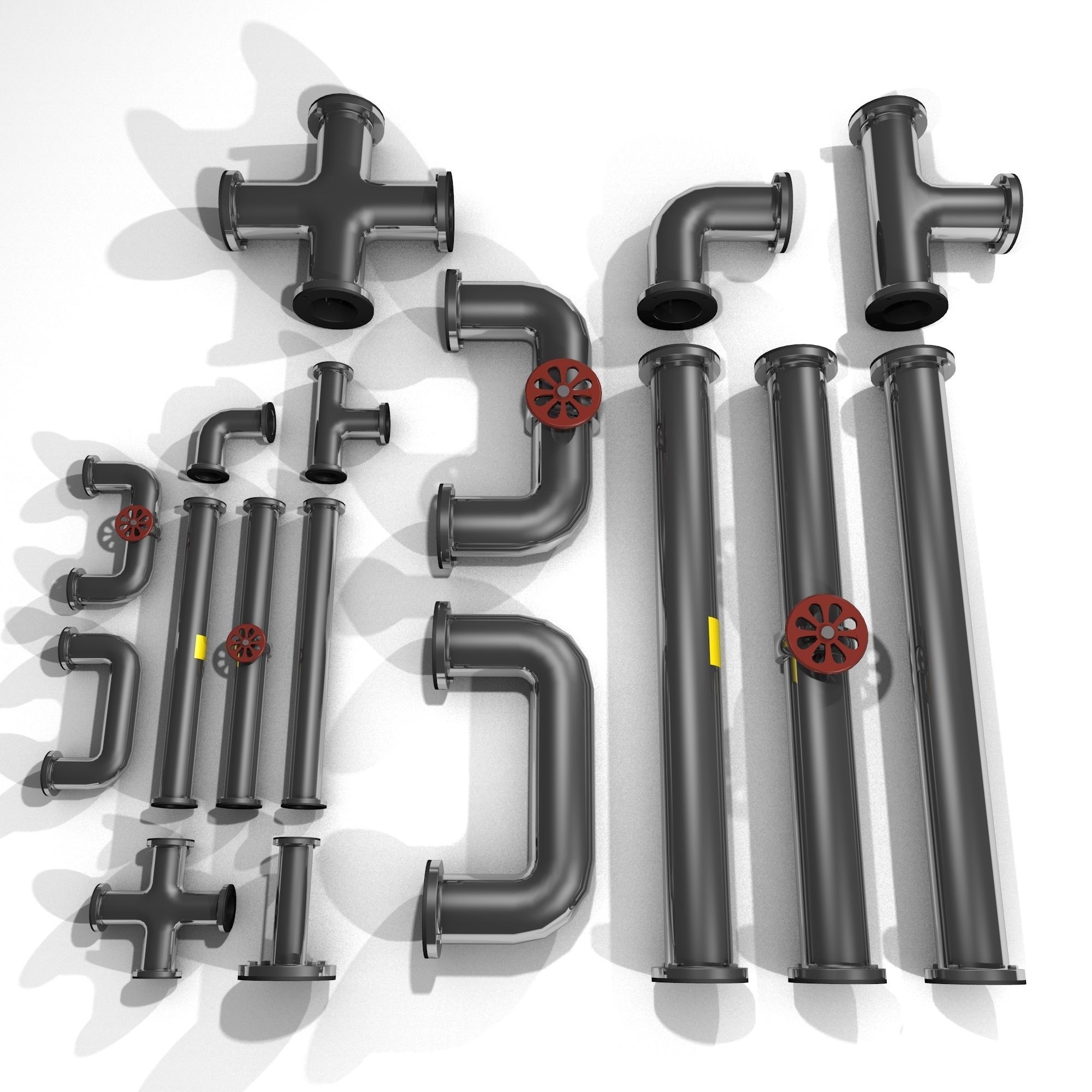 3D model Pipes set of and fittings VR / AR / low-poly | CGTrader